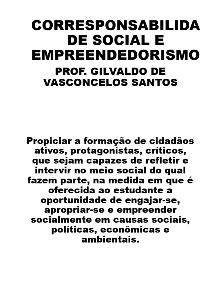 Corresponsabilidade Social e Empreendedorismo | PDF | Sociologia | Etnia