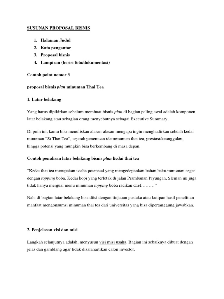 Proposal Bisnis Kedai Thai Tea | PDF