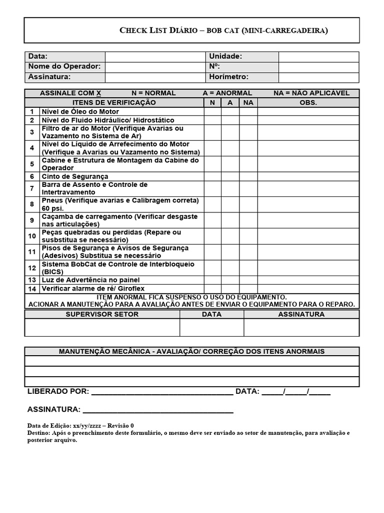 Check List BobCat | PDF