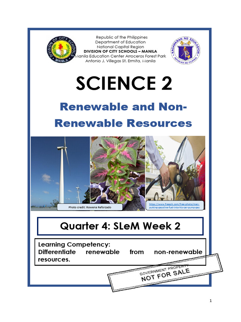 Special Science G2 Q4 W2 1 | PDF | Renewable Resources | Nature