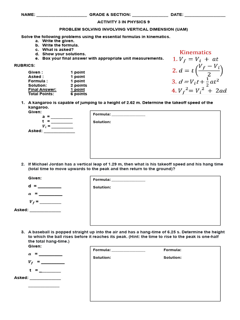 Activity3 Vertical Dimension Physics | Download Free PDF | Mechanics | Physics