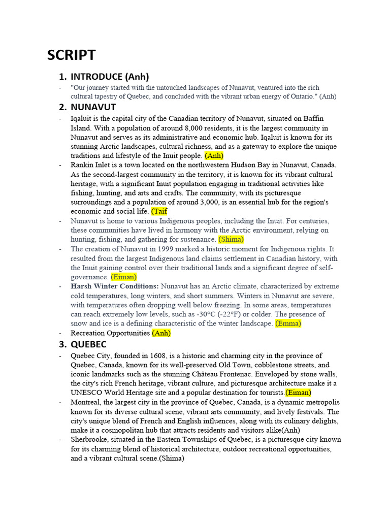 SCRIPT1 | PDF | Inuit | Ontario