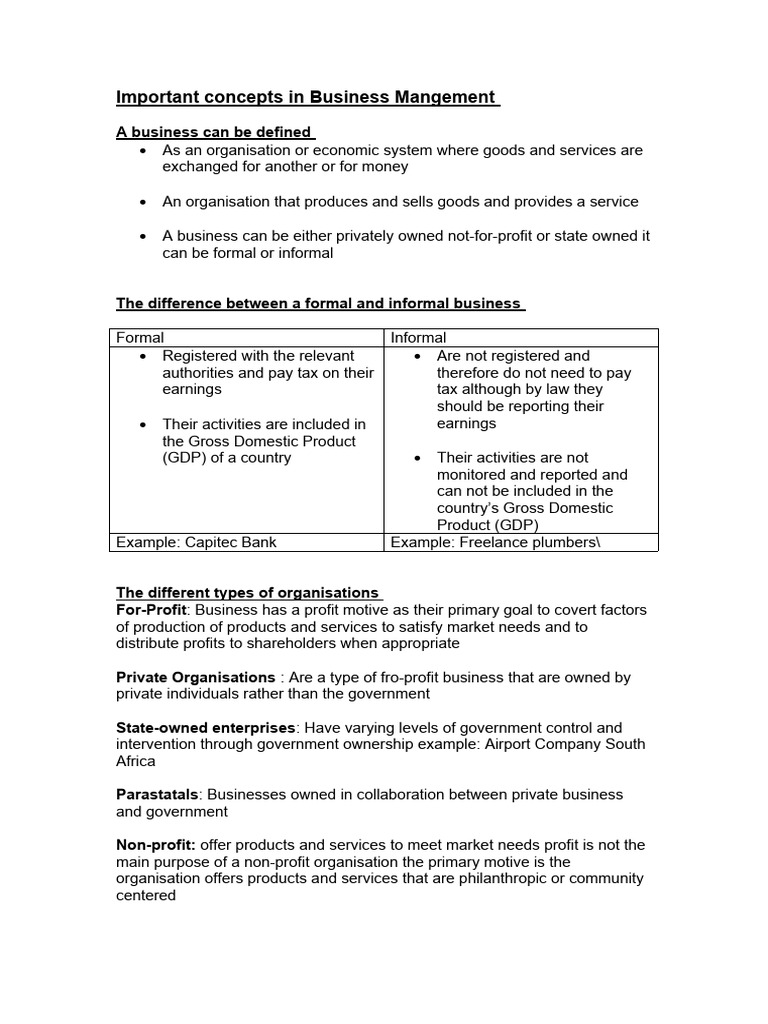 Concepts of Business Management | PDF | Business | Entrepreneurship