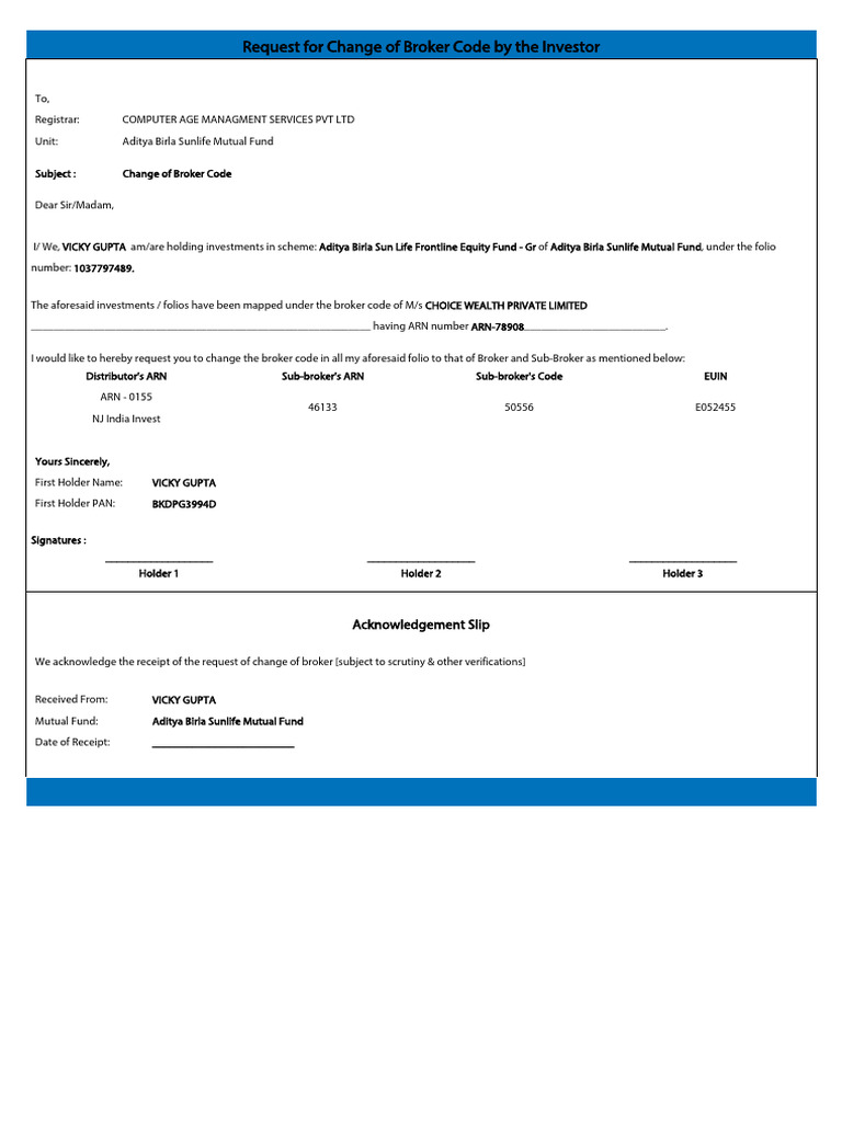 COB Forms 64994 1715092113339 | PDF | Investing | Mutual Funds