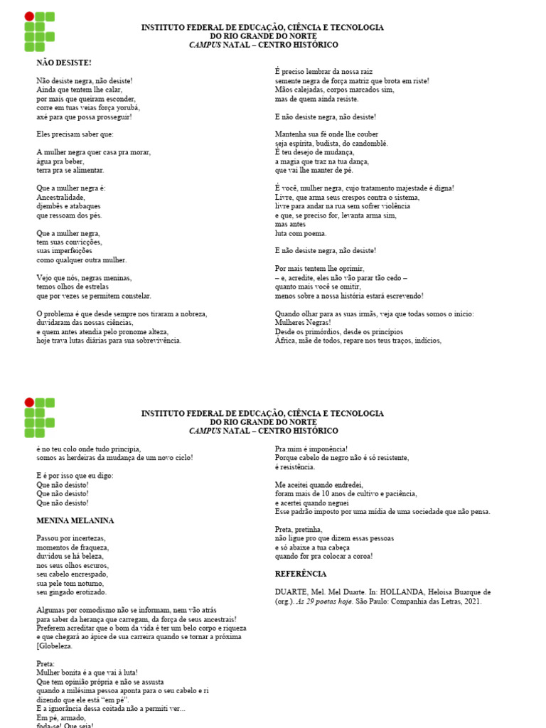 Poesia e Resistência da Mulher Negra | PDF