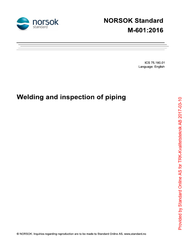 Oxidation Norsok M601 | PDF