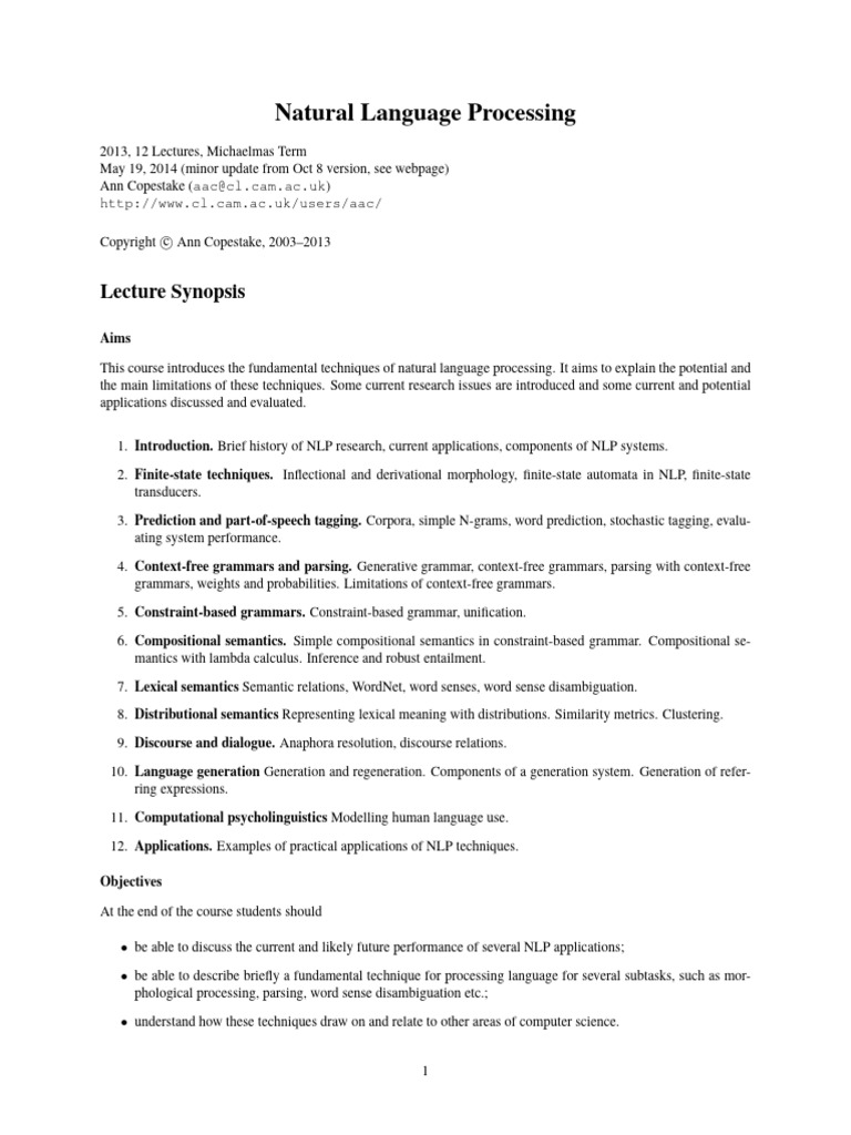 NLP Lec | PDF | Parsing | Morphology (Linguistics)