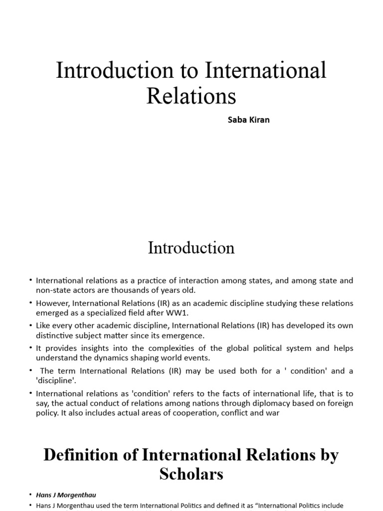 Week 1 Intro To IR | PDF | International Relations | Diplomacy Week 1 Intro To IR | PDF | International Relations | Diplomacy