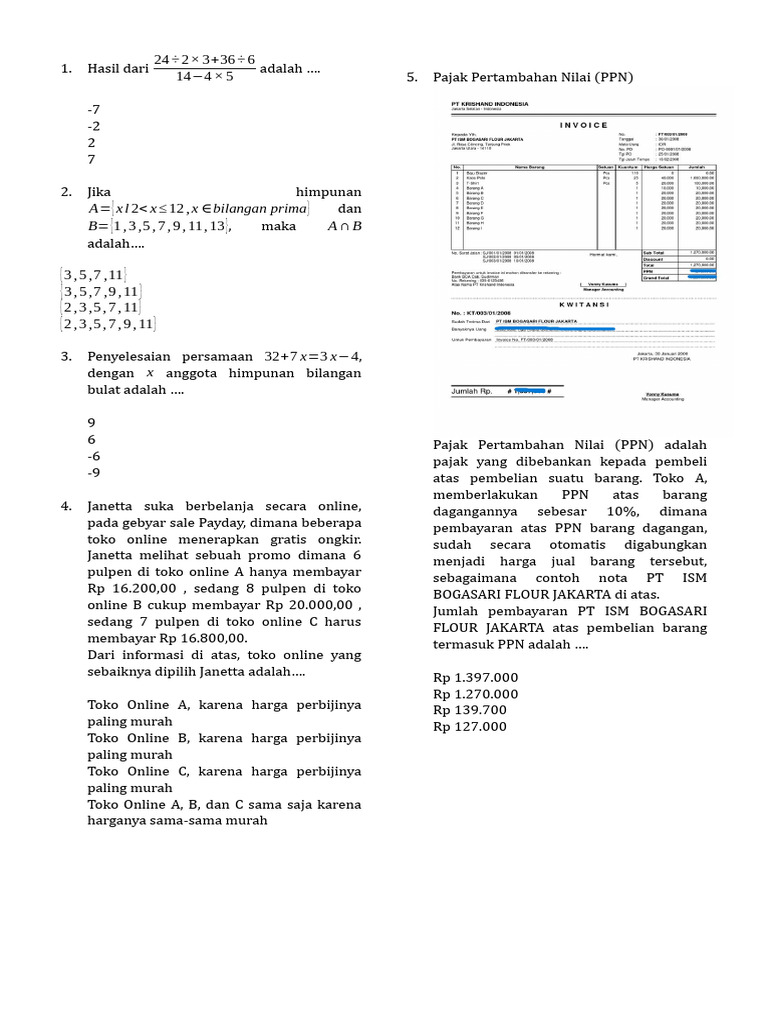 Latihan Asaj Matematika Ix 2024 | PDF