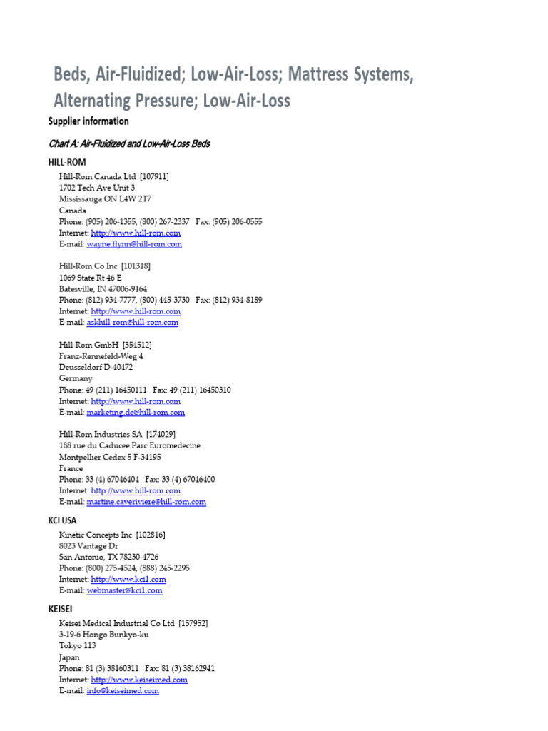 Beds, Air-Fluidized; Low-Air-Loss; Mattress Systems, Alternating Pressure; Low-Air-Loss | PDF ...