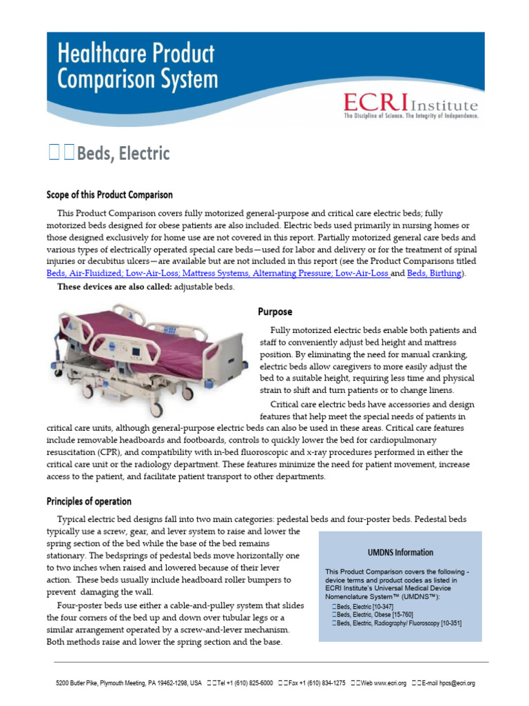 Beds, Electric.. | PDF | Health Care | Medical Device