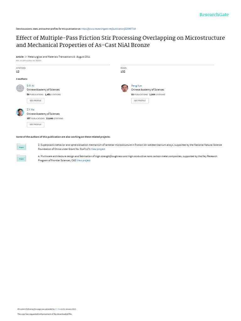 Effect of Multiple-Pass Friction Stir Processing Overlapping On Microstructure and Mechanical ...