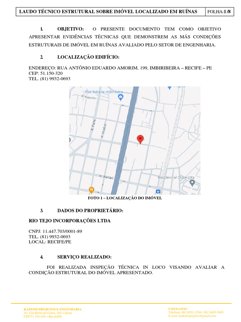 Rio Tejo - Laudo Técnico Do Imóvel em Ruínas | PDF