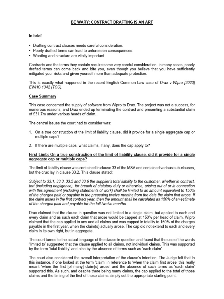Contract Drafting Risks Explained | PDF | Tort | Legal Liability