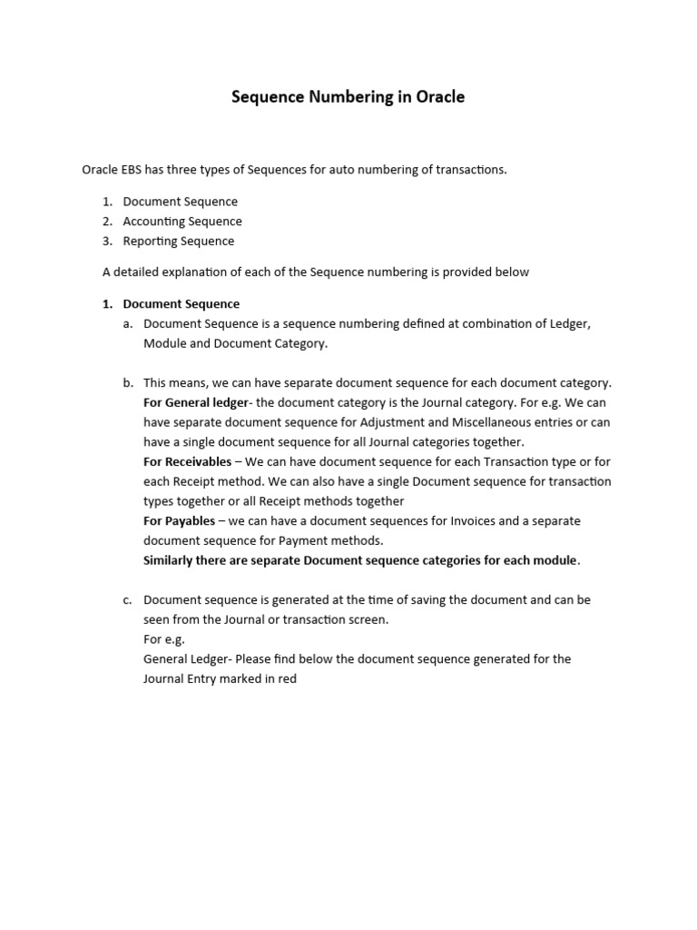 Sequence Numbering in Oracle | PDF | Receipt | Accounts Payable