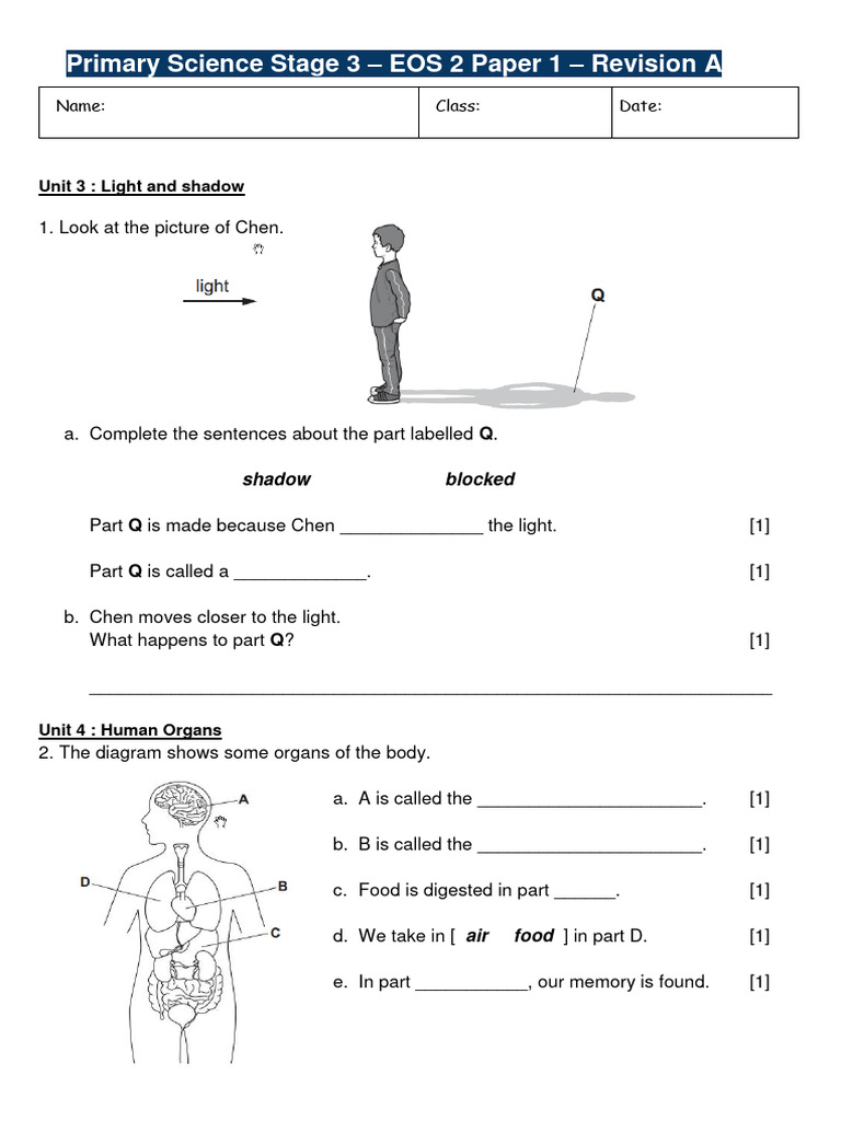 EOS2 Science Revision A Grade 2 (Stage 3) Paper 1 | PDF | Foods | Pupa