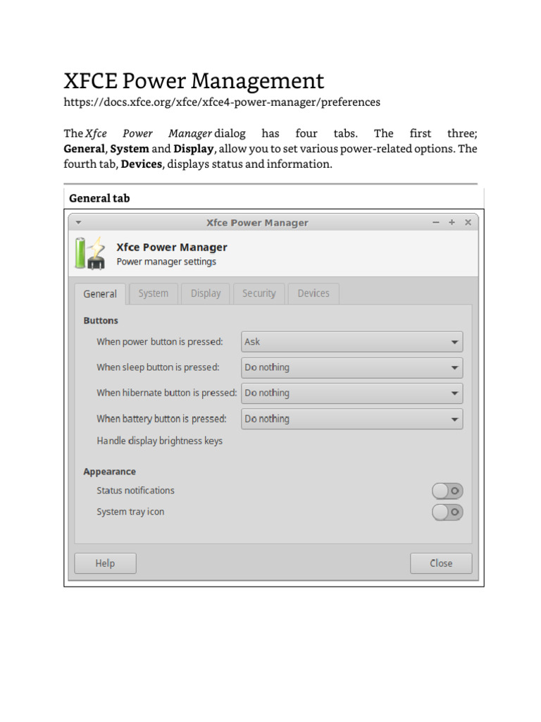 XFCE Power Management | PDF | Laptop | Computing