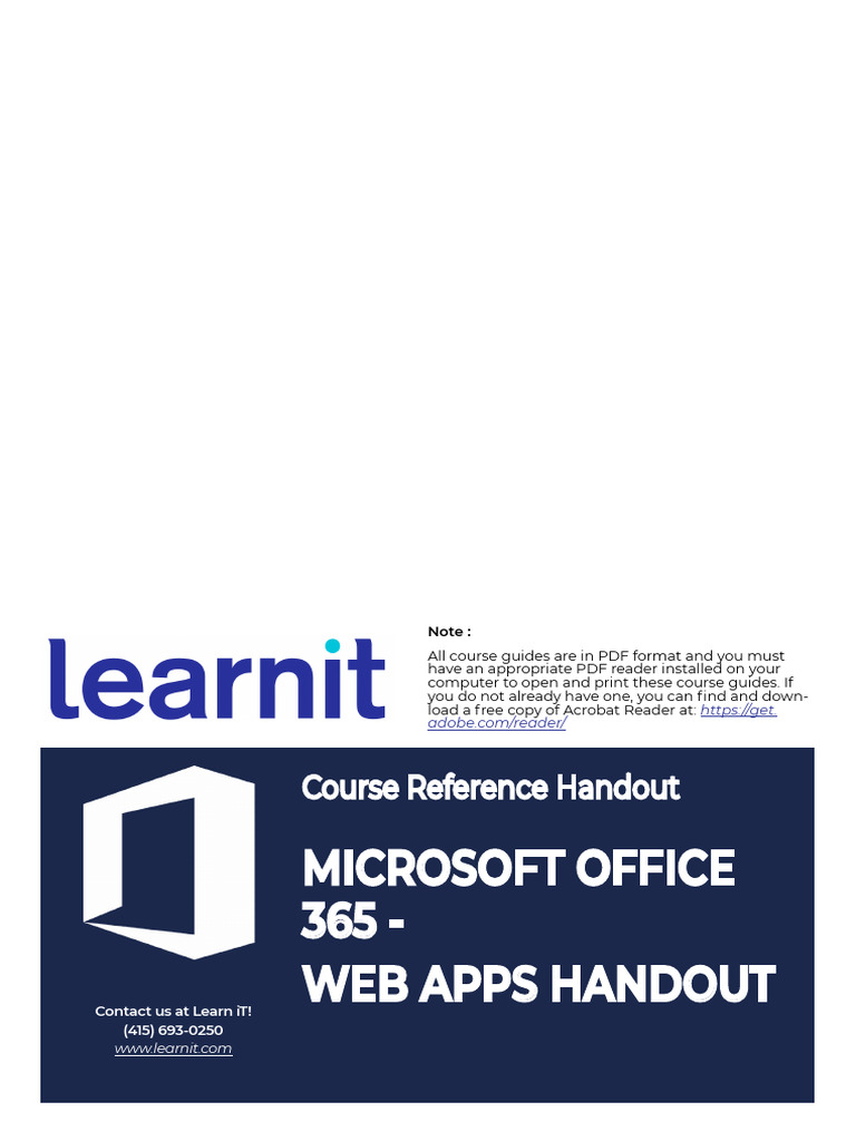 Office 365 Web Handouts - v0 | PDF | Microsoft Office | System Software
