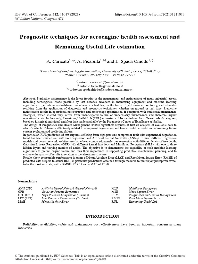 Aeroengine RUL Prediction Techniques | PDF | Mean Squared Error ...