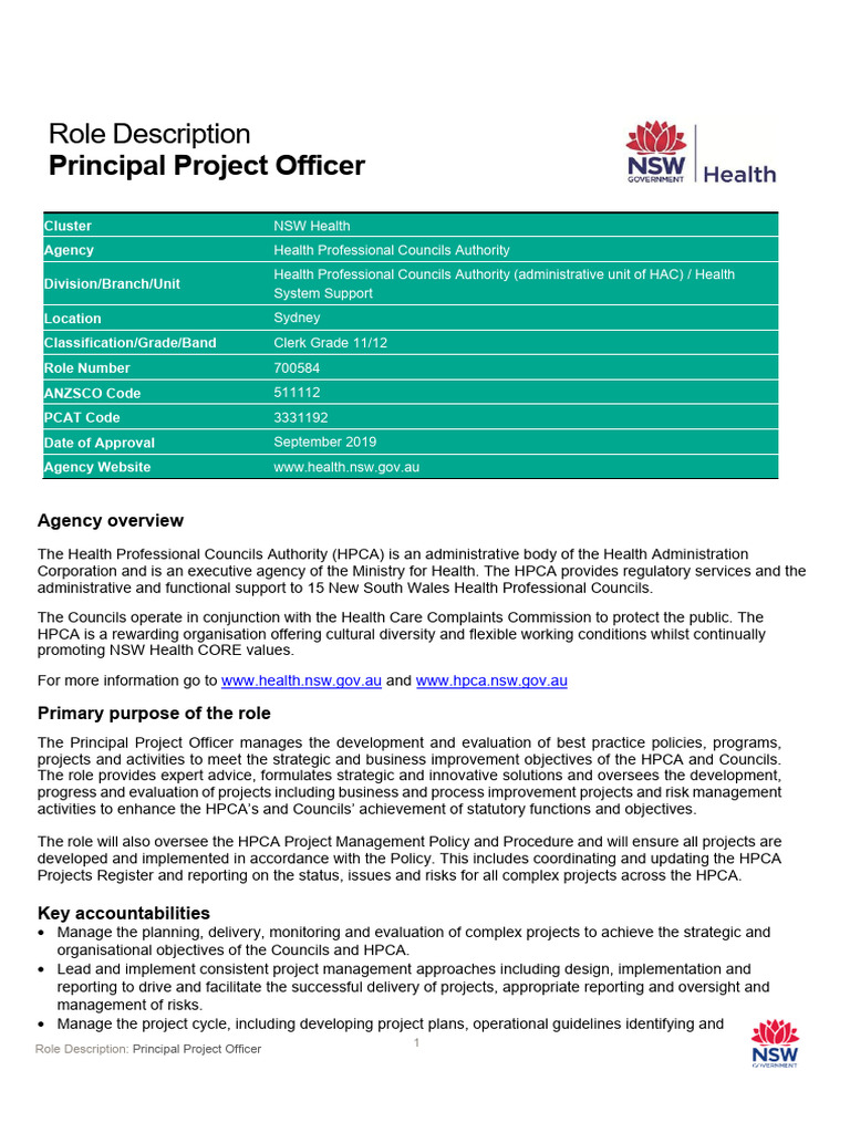 RD - 700584 - Principal Project Officer - Grade 1112 (AT) | PDF ...