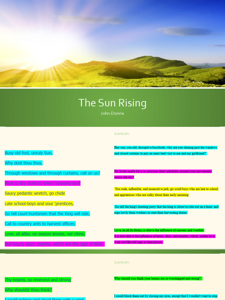 The Sun Rising John Donne | PDF | Thou | Metre (Poetry)