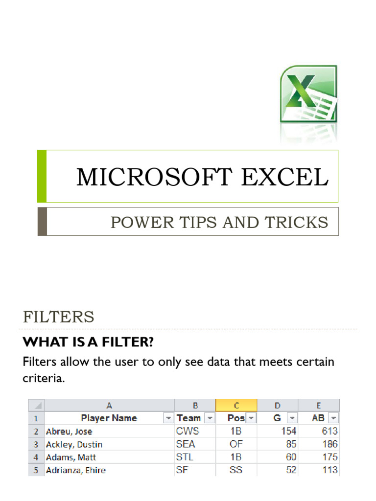 Microsoft Excel - Power Tips and Tricks | PDF | Parameter (Computer Programming) | Computer ...