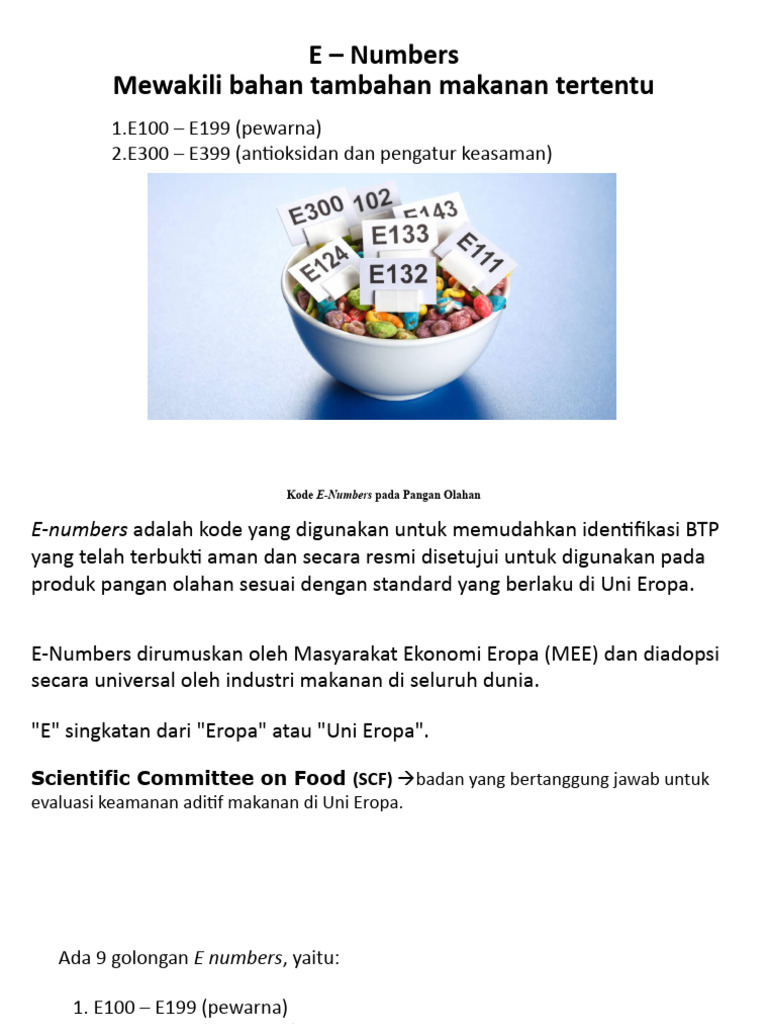 E-Numbers | Download Free PDF | Antioxidant | Chemical Substances