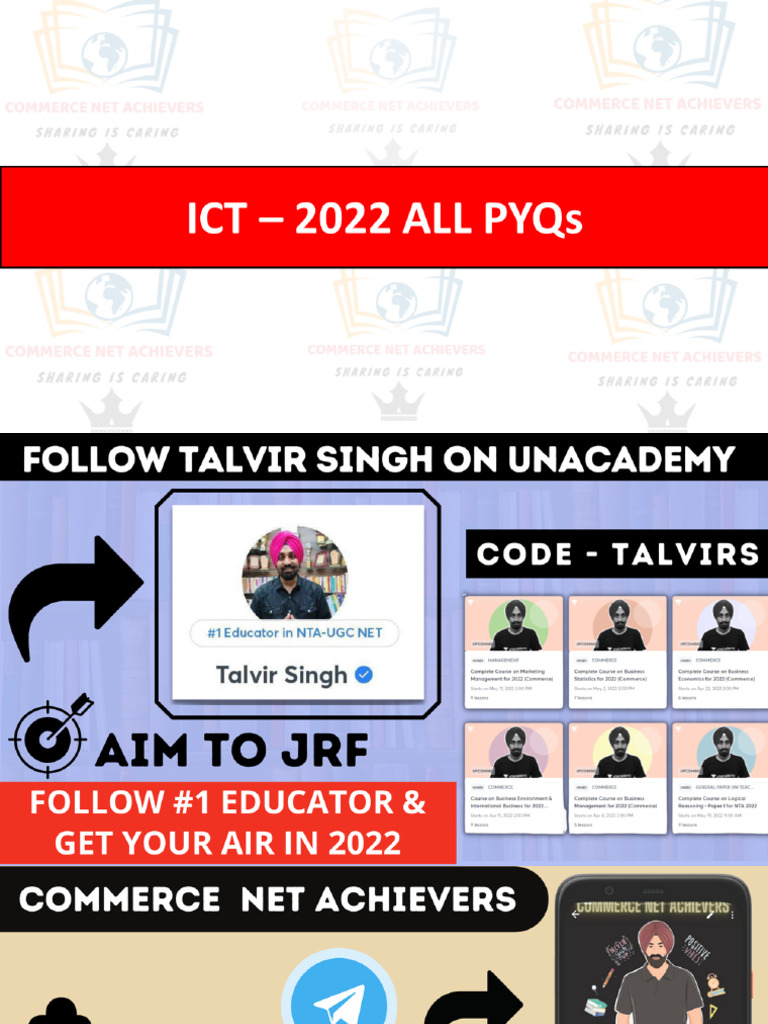ICT 2022 - ALL PYQS - by Talvir Singh | PDF