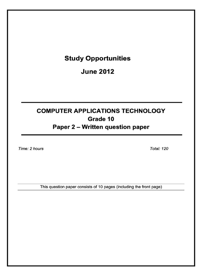 Grade10 CAT Pastpaper | PDF