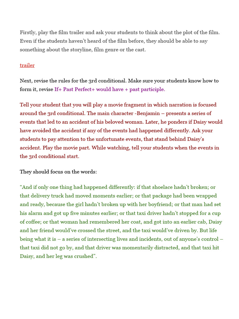 Benjamin Button 3rd Conditional | PDF