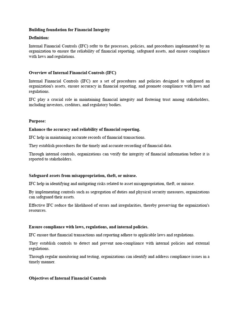 Content for Intriduction to IFC | PDF | Internal Control | Regulatory ...