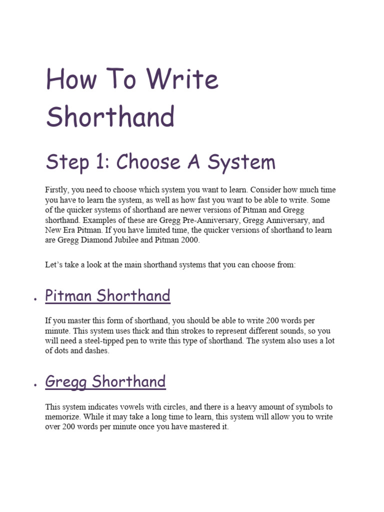 How To Write Shorthand | PDF | Shorthand | Writing