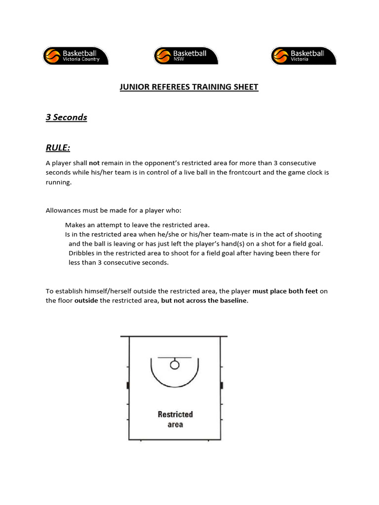 5 Junior Referee Training Sheet 3 Seconds | PDF