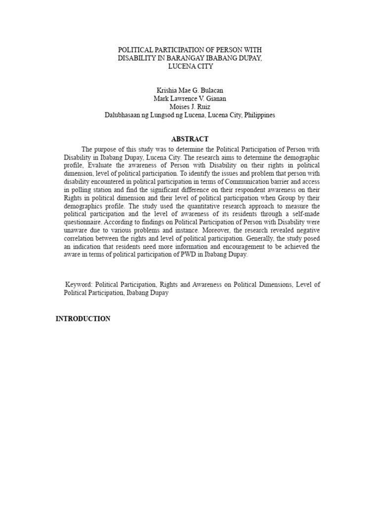 EXTENDED-ABSTRACT (PWD) | PDF | Communication | Disability