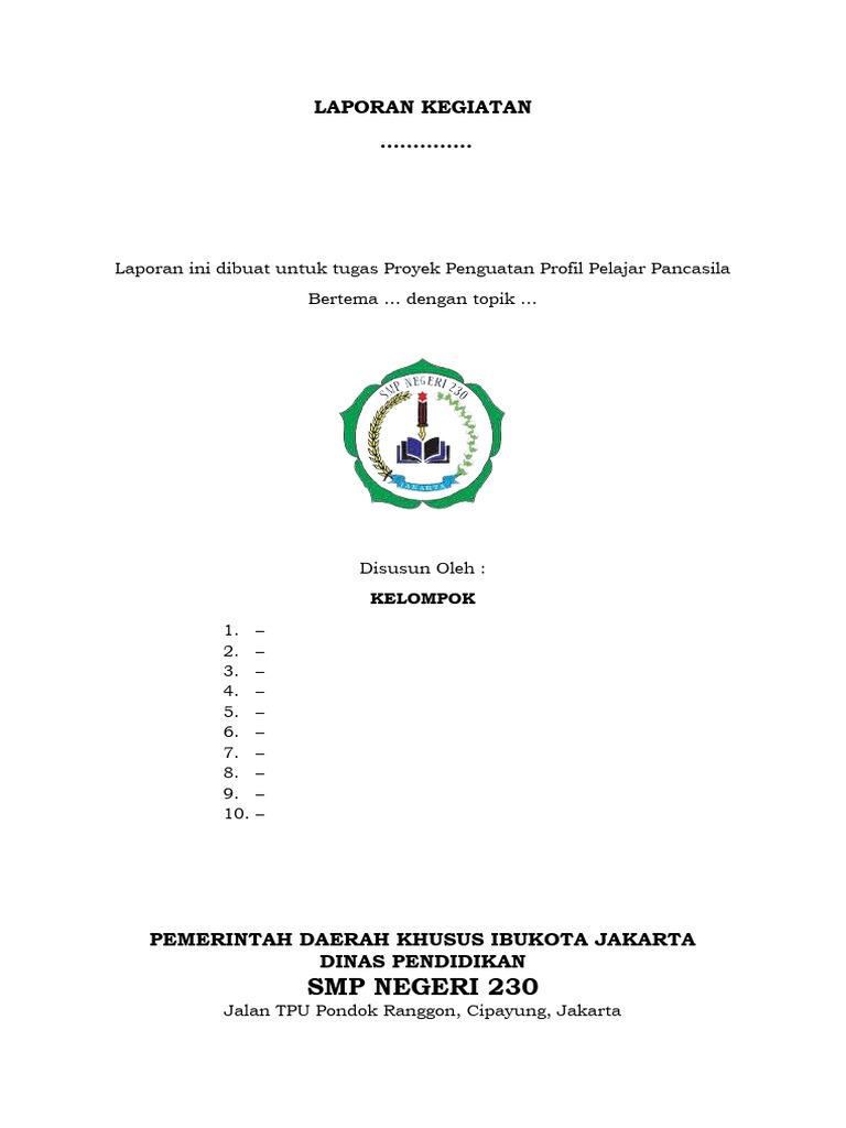 Format Laporan Kegiatan Pdf