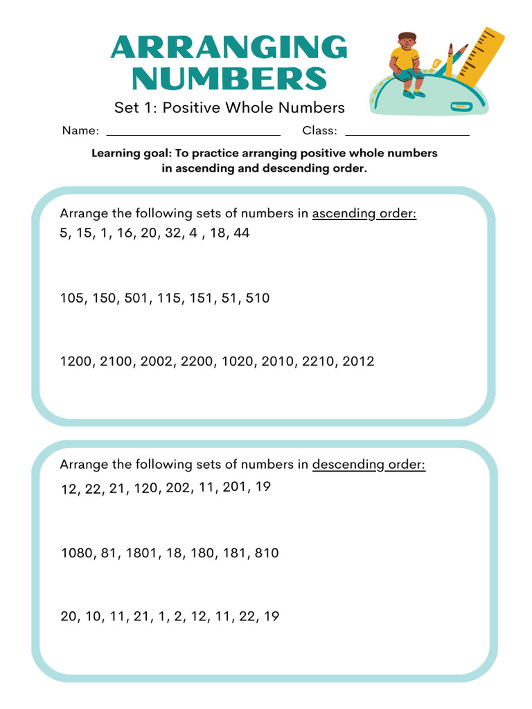 Ordering Numbers Math Worksheet | PDF