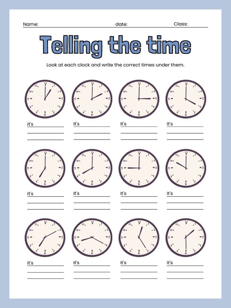 Telling Time Activity 1 | PDF