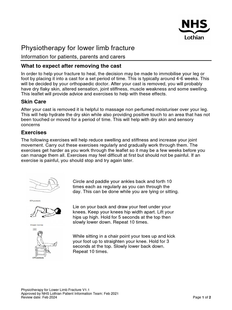 Physiotherapy For Lower Limb Fracture | PDF | Human Leg | Foot
