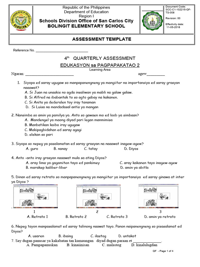 4th-QUARTELY-ASSESSMENT-EsP 2-2023 | PDF