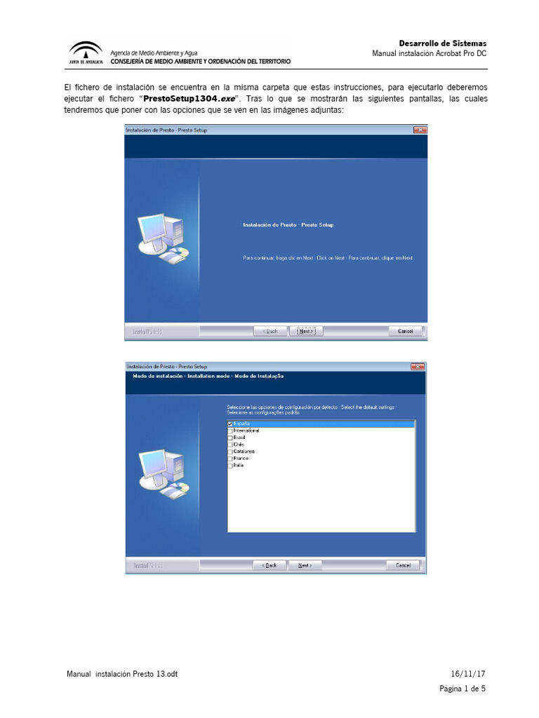 Manual Instalación Presto 13 | PDF | Archivo de computadora | Informática