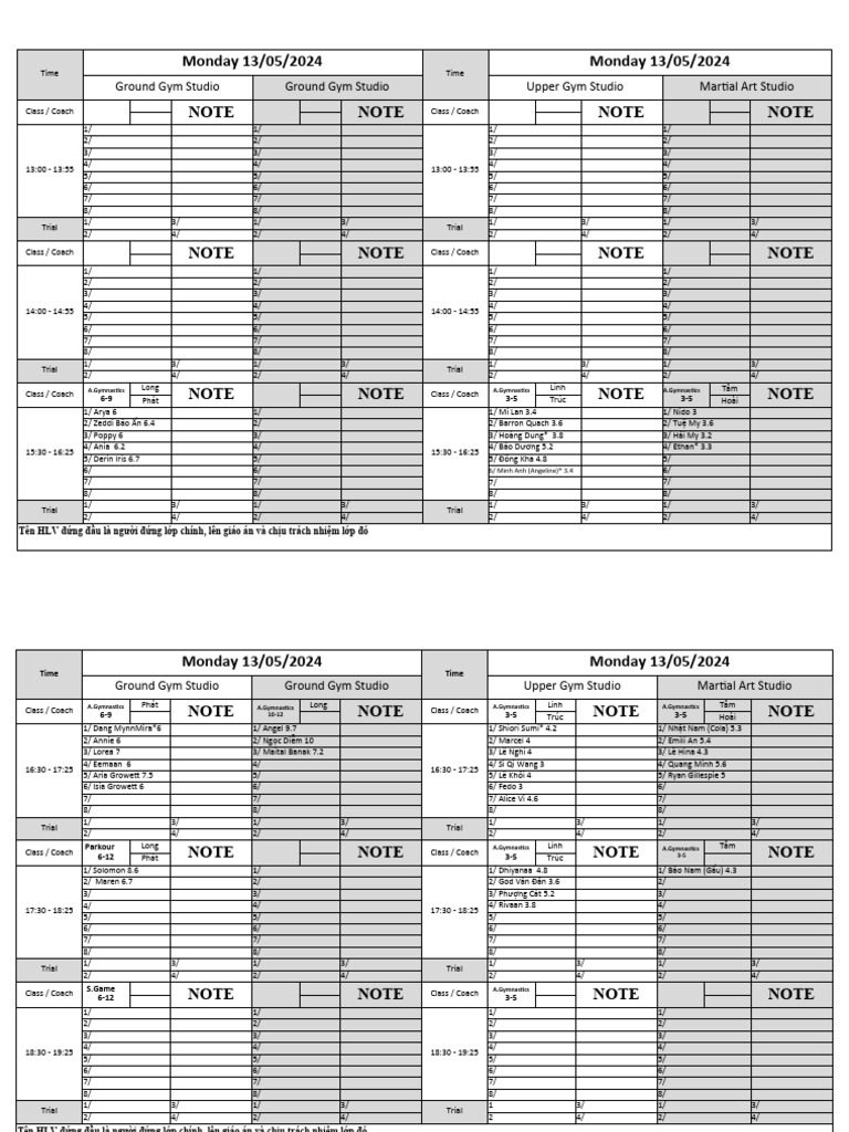 Schedule từ 13-5 đến 19-5-2024 | PDF