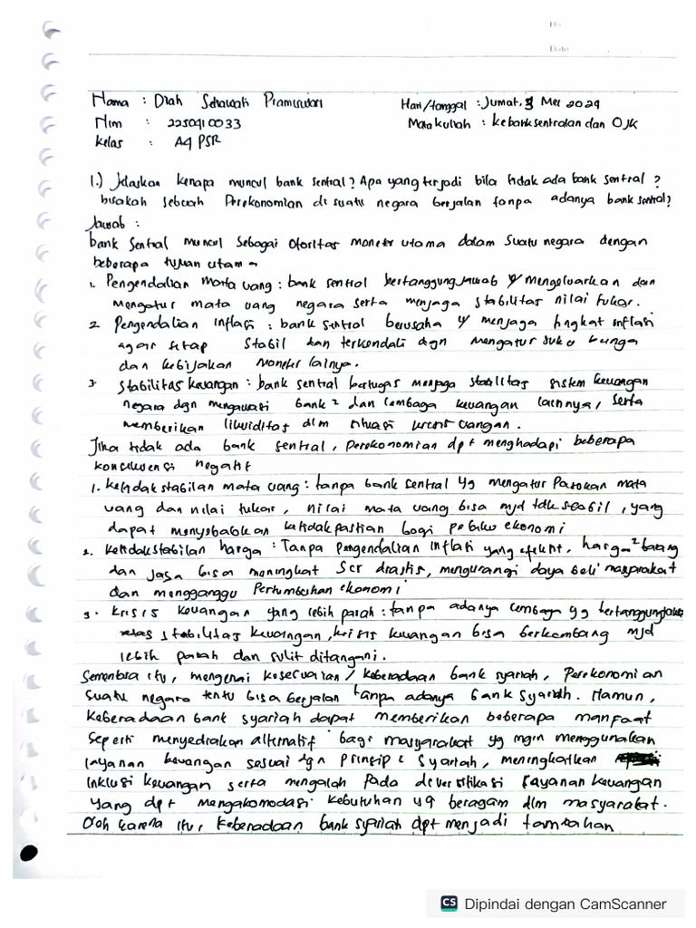 Tugas Uts Kebanksentralan Dan Ojk - Diah Setiawati - 2250410033 | PDF