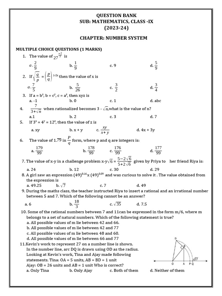 Class 9 Maths Question Bank 2023-24 | PDF | Cartesian Coordinate System ...