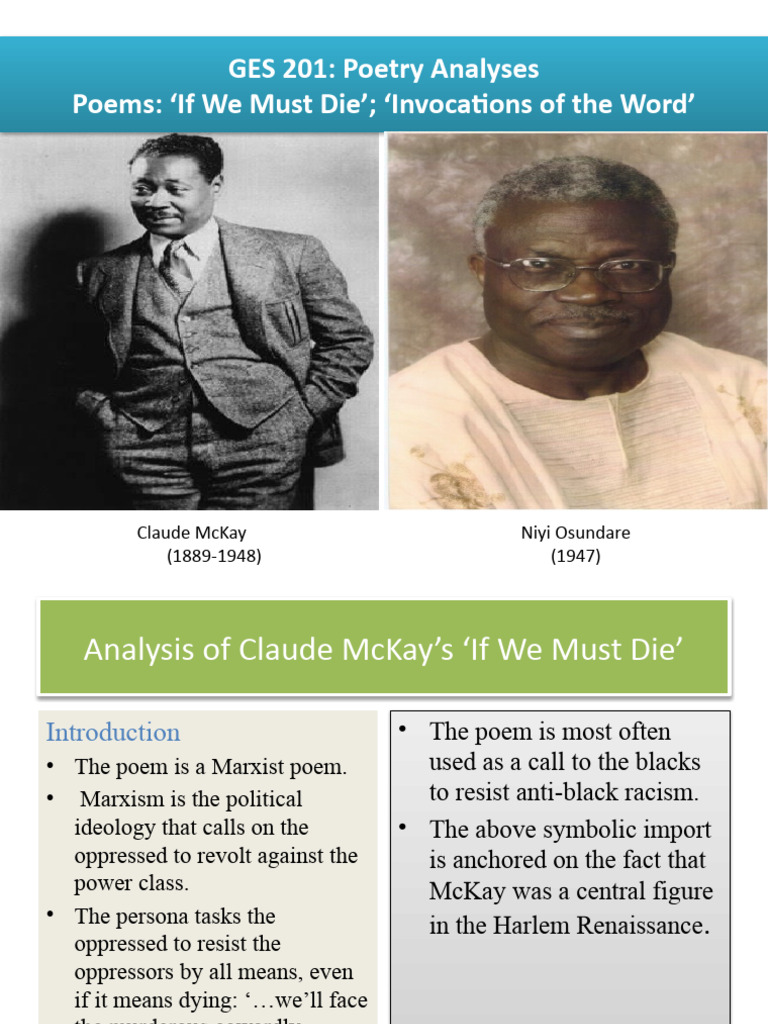 'If We Must Die' and 'Invocation of The Word' | Download Free PDF ...