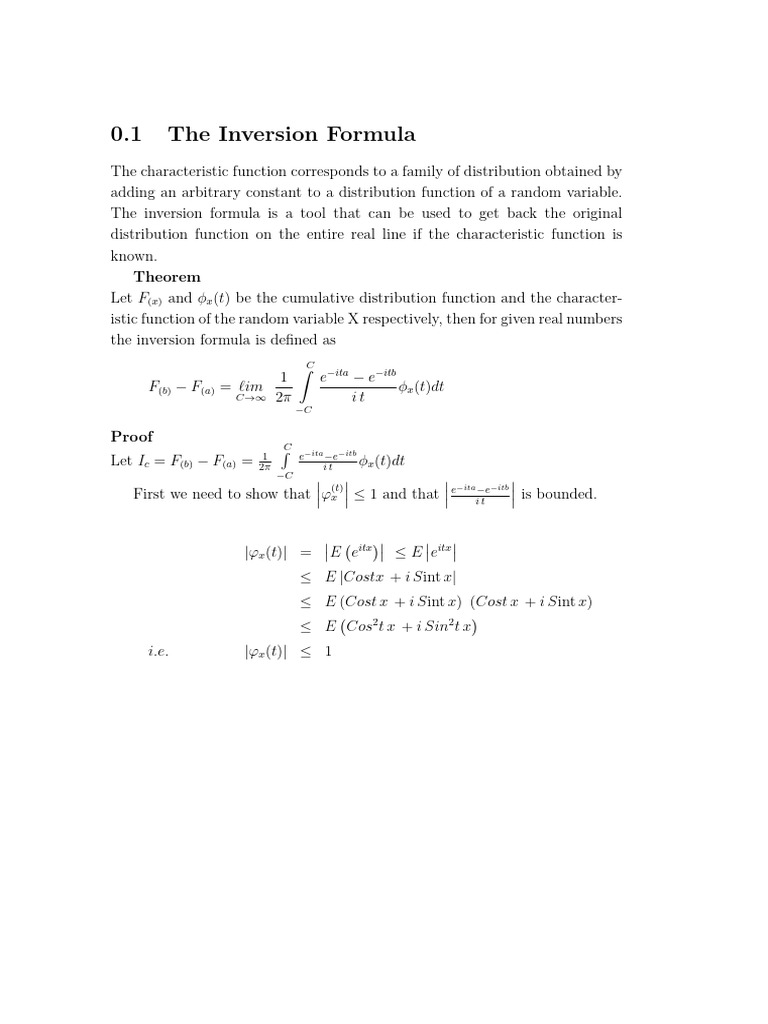 Inversion Thorem 1 | PDF | Function (Mathematics) | Probability Density Function