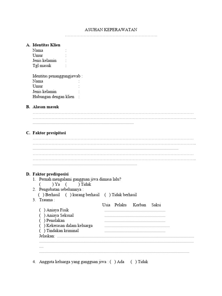 Format Pengkajian Jiwa | PDF