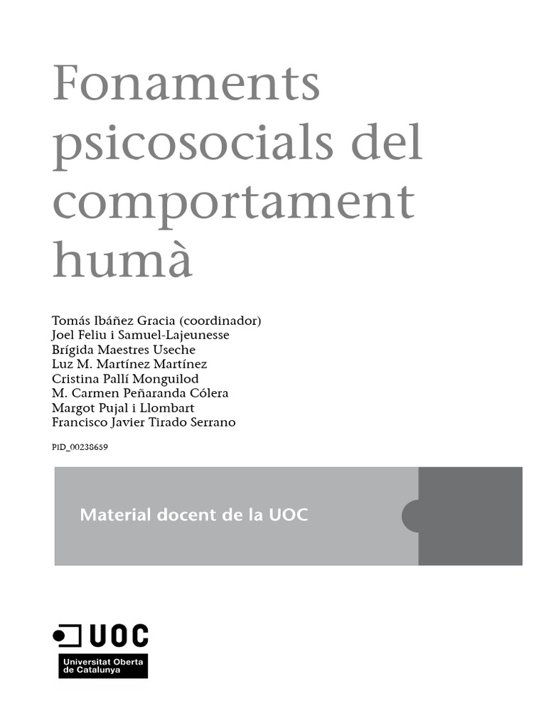 Fonaments psicosocials del comportament humà | PDF