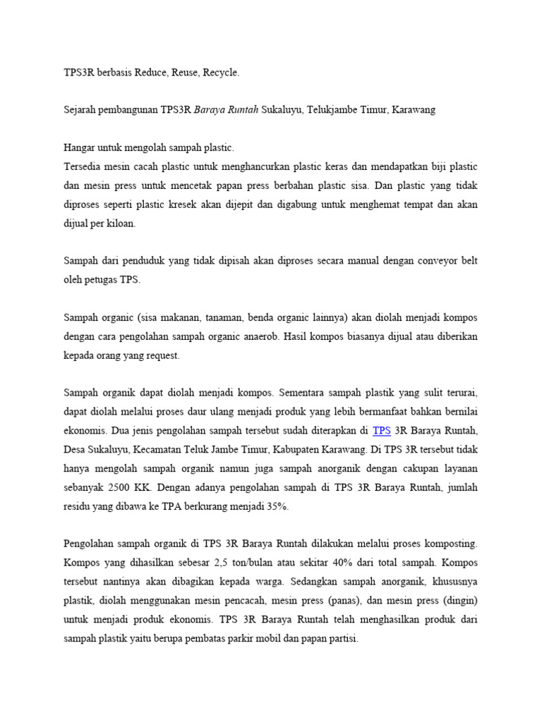 Desain TPS 3R untuk Pengolahan Sampah | PDF