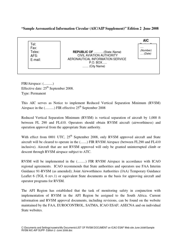 RVSM Implementation Notice | PDF | Instrument Flight Rules | Air ...