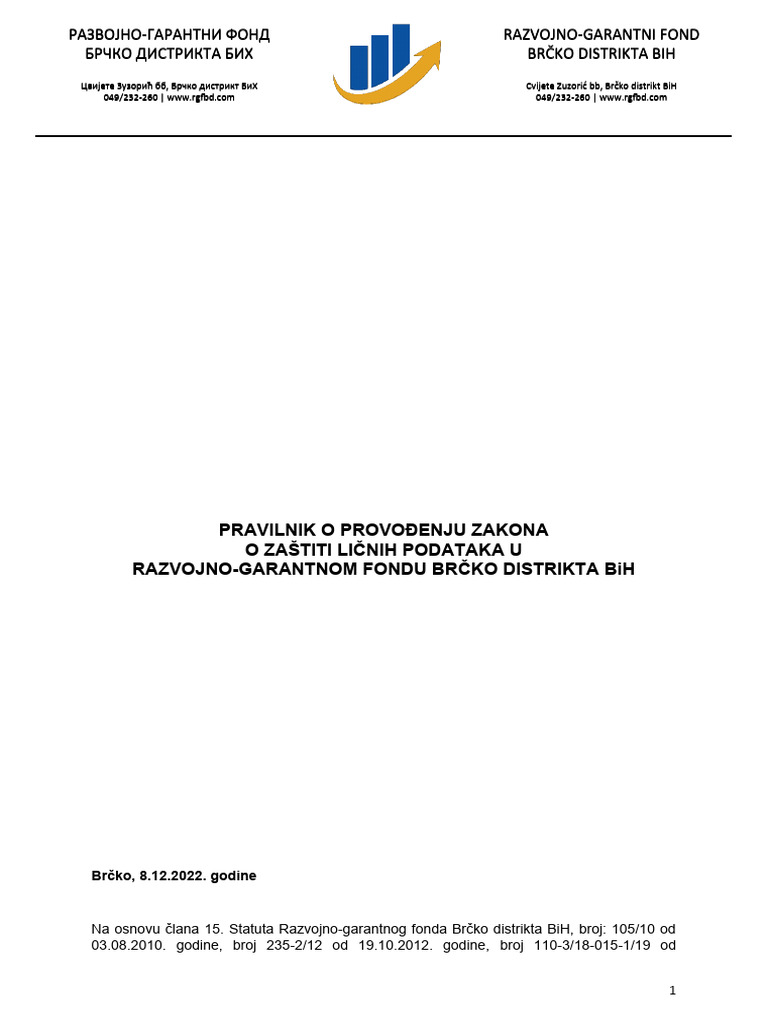 8 Pravilnik o Zaštiti Ličnih Podataka 2022 | PDF